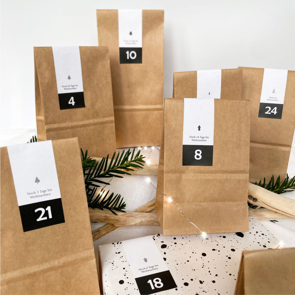 Adventskalender Zahlen - 24 Zahlen und 8 Geschenke Aufkleber | optiona ...
