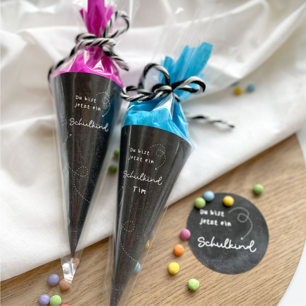 DIY Mini Schultüte basteln - Geschenk zur Einschulung und Party Dekora