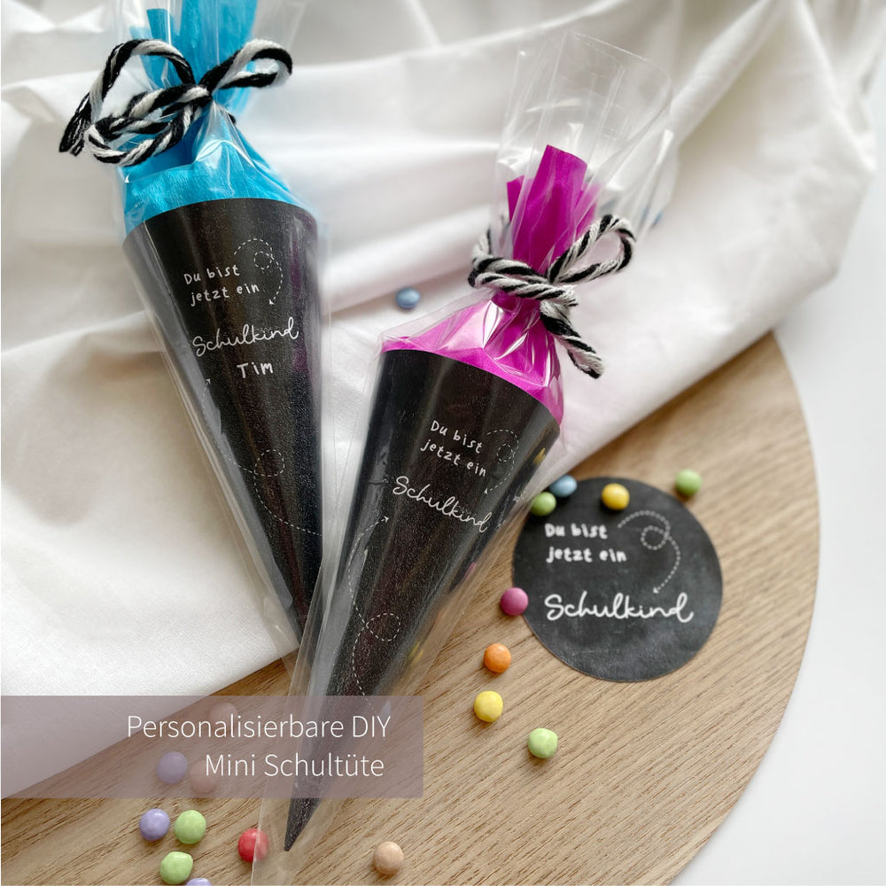 DIY Mini Schultüte basteln - Geschenk zur Einschulung und Party Dekora